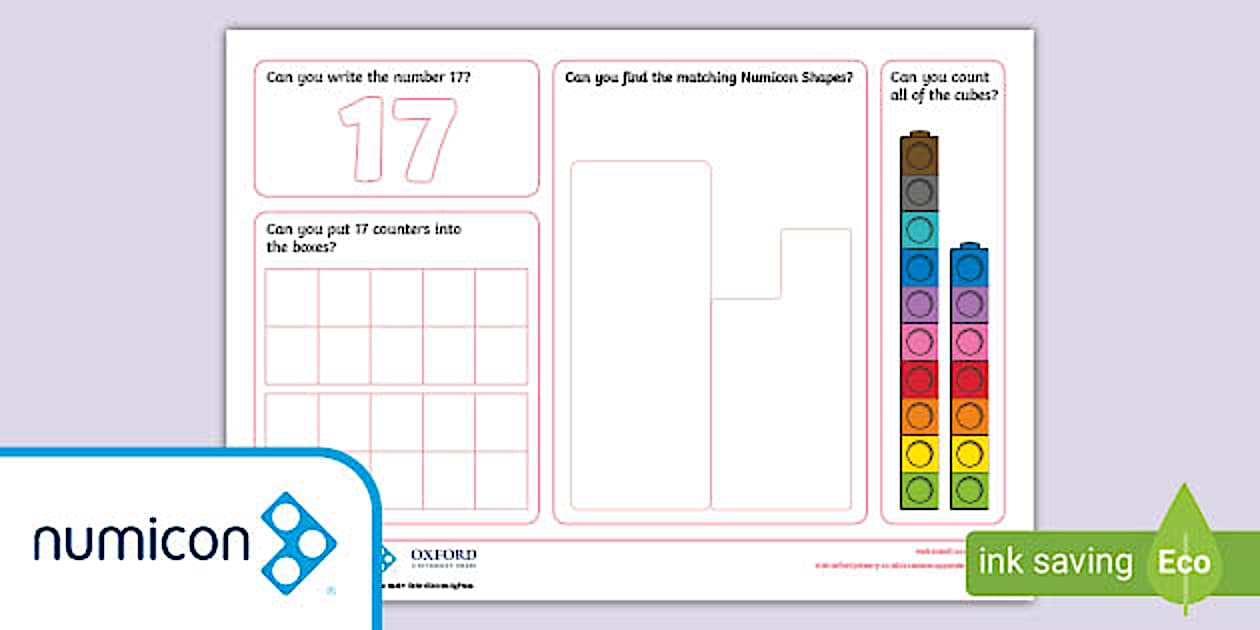 All About Number 17 Activity Mat with Numicon Shapes